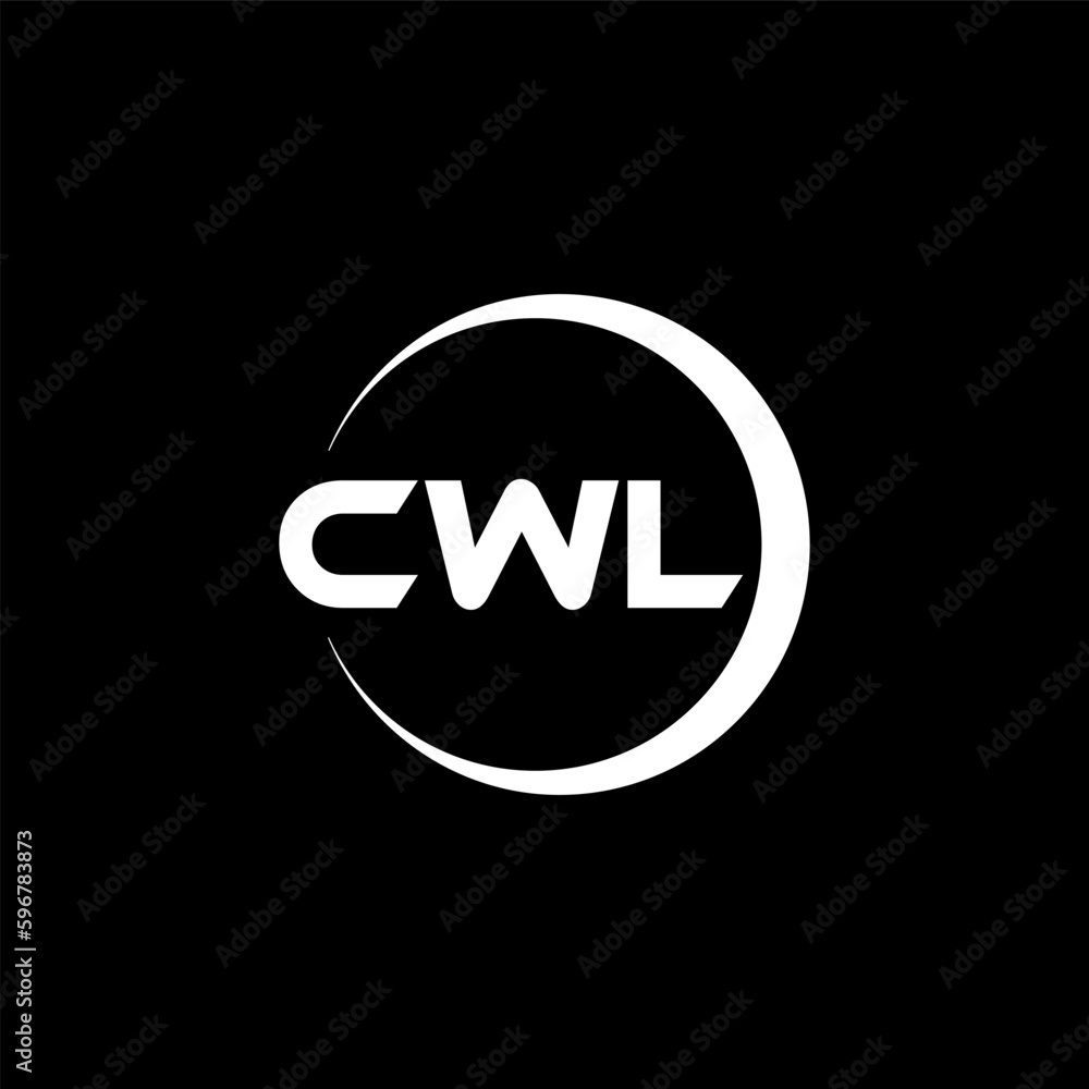 CWL letter logo design with black background in illustrator, cube logo ...