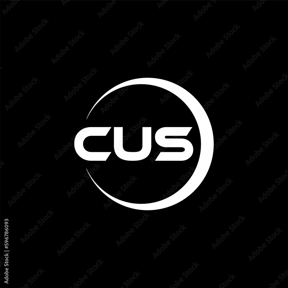 CUS letter logo design with black background in illustrator, cube logo ...