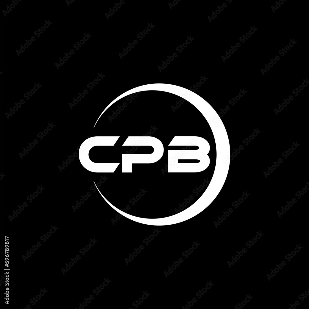 CPB letter logo design with black background in illustrator, cube logo ...