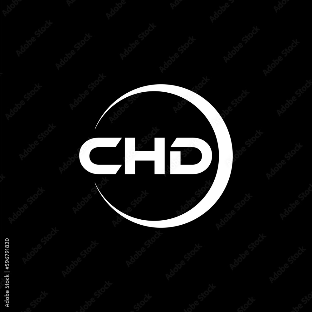 CHD letter logo design with black background in illustrator, cube logo ...