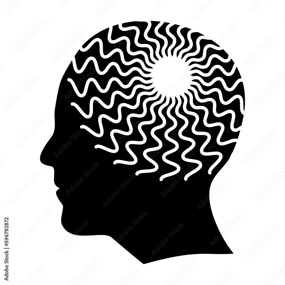 Hypnosis Spiral Human Head Profile Silhouette, Concept illustration for ... Hypnosis Spiral Human Head Profile Silhouette, Concept illustration for ...