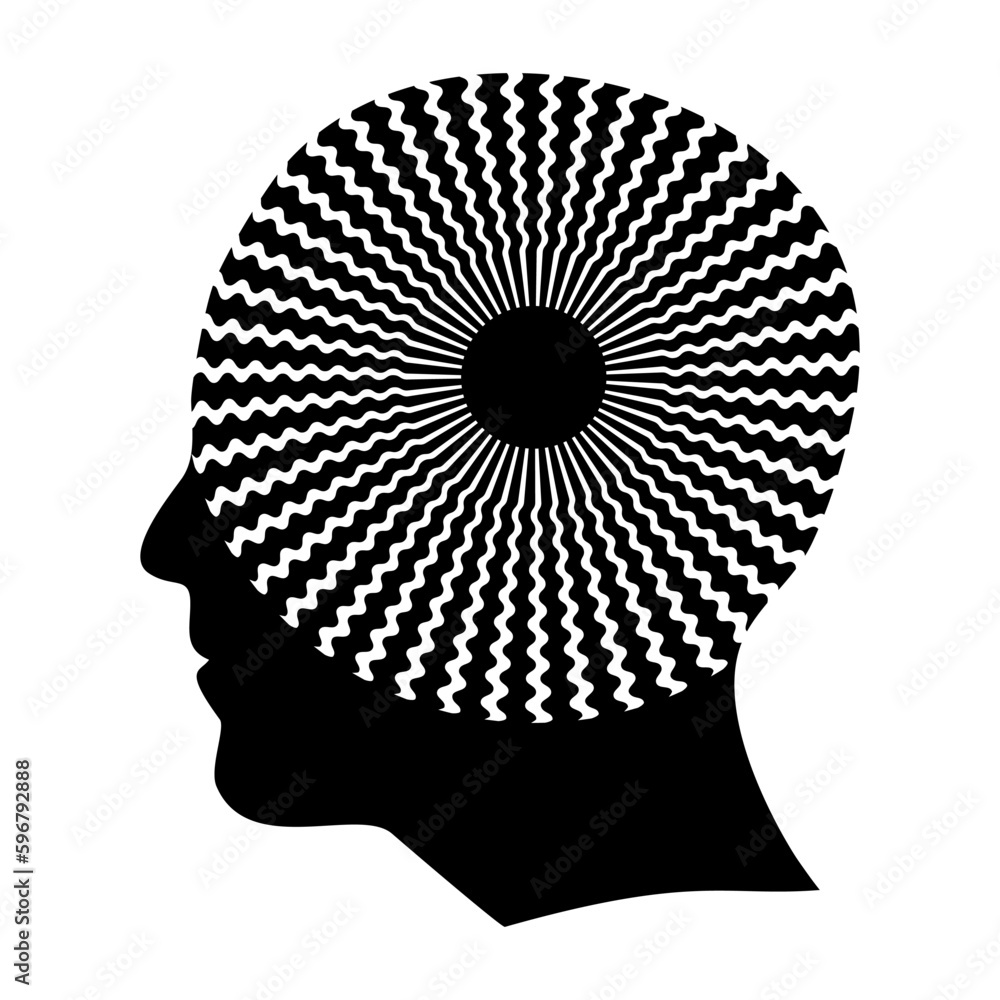 Hypnosis Spiral Human Head Profile Silhouette, Concept illustration for ... Hypnosis Spiral Human Head Profile Silhouette, Concept illustration for ...