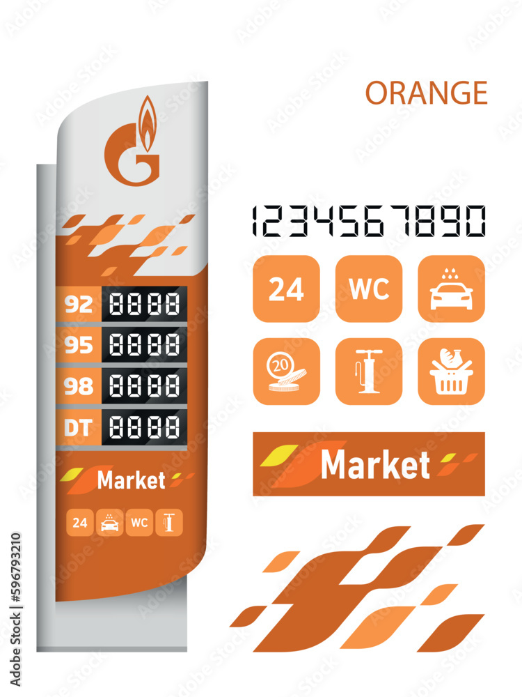 Vector Gas station display stand, vector template isolated made in blue ...