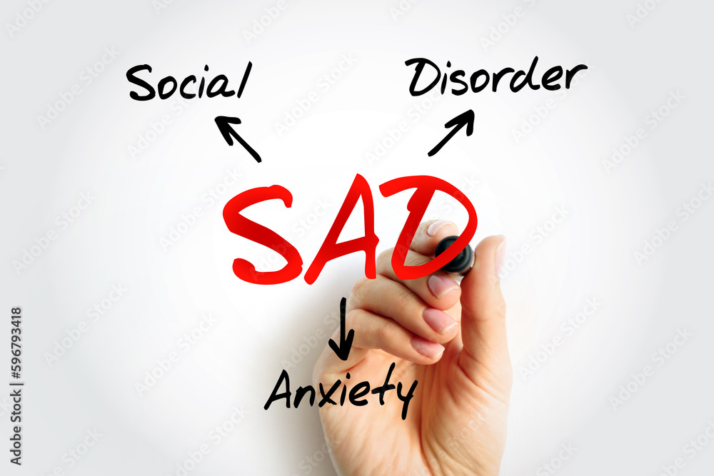 SAD - Social Anxiety Disorder acronym, concept background Stock Photo ...