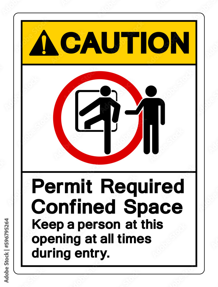 Caution Permit Required Confined Space Symbol Sign, Vector Illustration ...