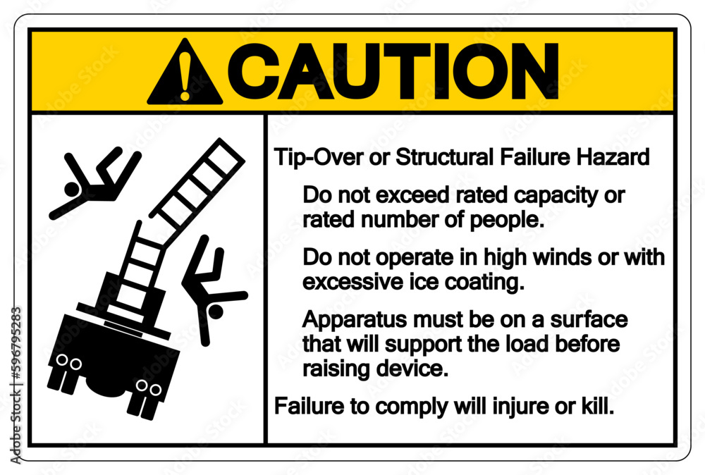 Caution Tip-Over Or Structural Failure Hazard Symbol Sign, Vector ...