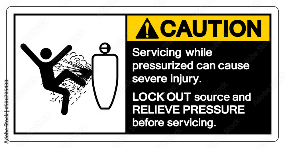 Caution Servicing While Pressurized Can Severe Injury Symbol Sign ...