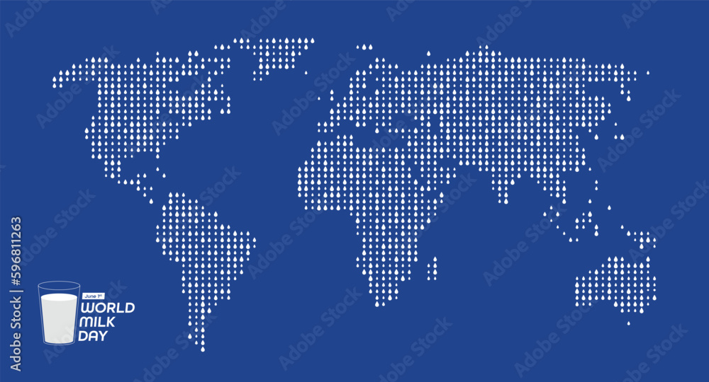 world milk day, June 1st. world map made with milk drops. Stock Vector ...