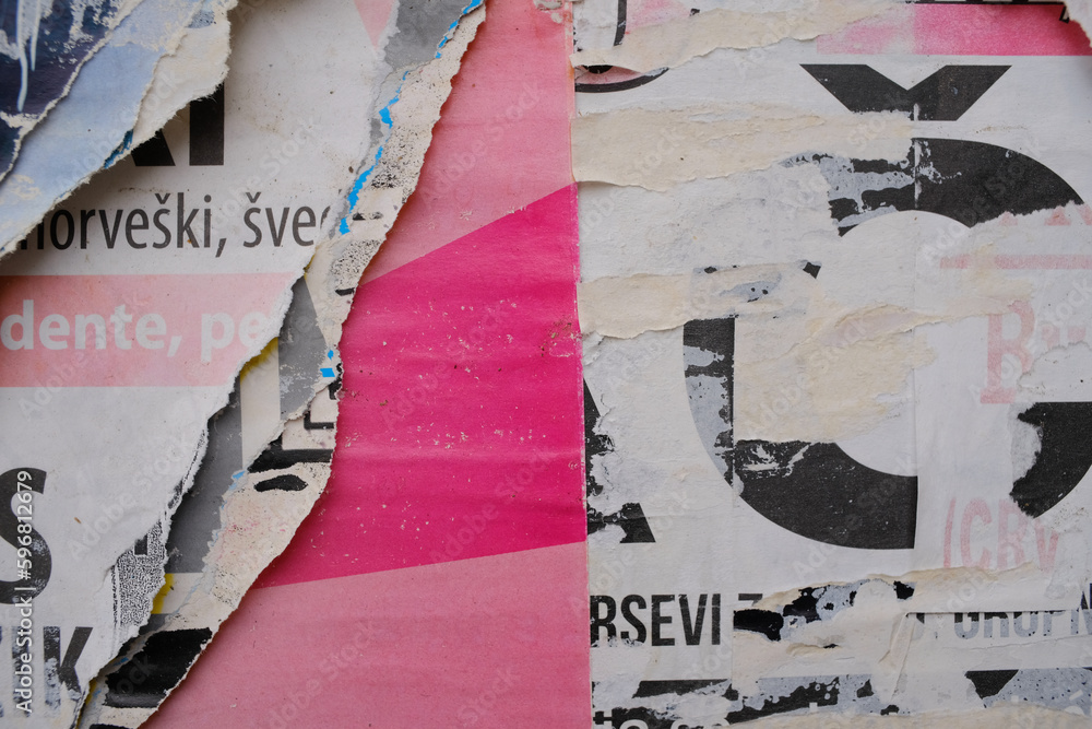 Ripped street poster background, abstract, and torn paper collage Stock ...