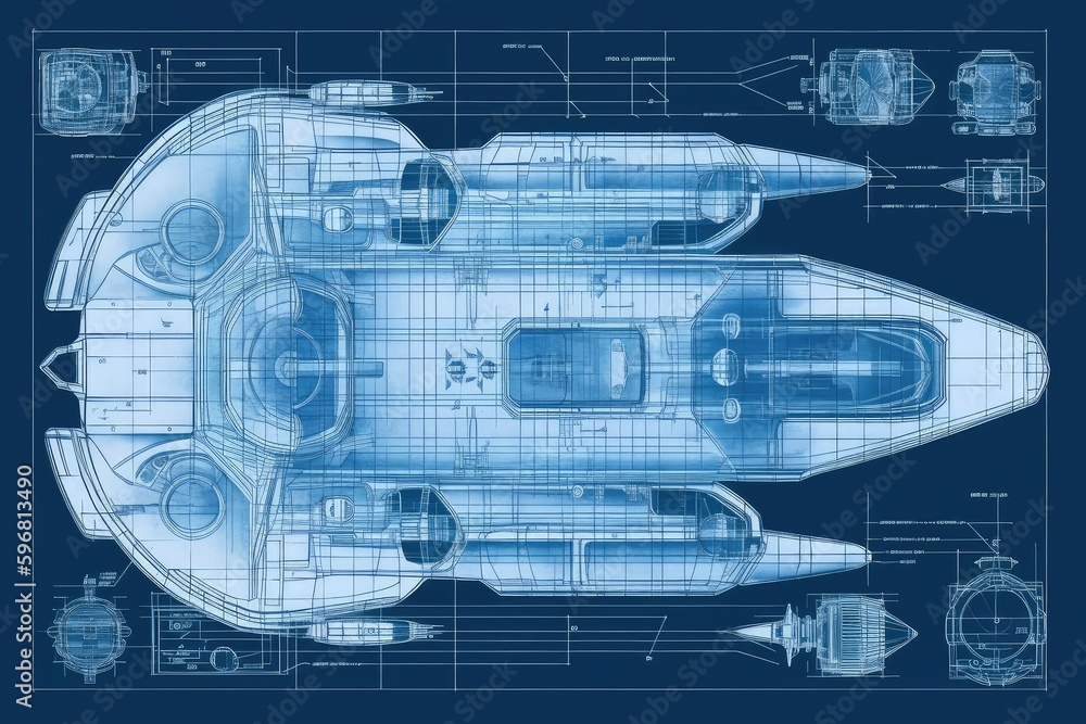 Alien spaceship blueprint. AI generative Stock Illustration | Adobe Stock