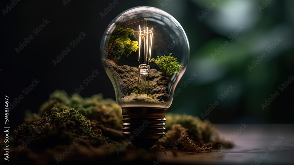Green Eco Light Bulb Symbolizing Energy Savings and Carbon Neutrality ...