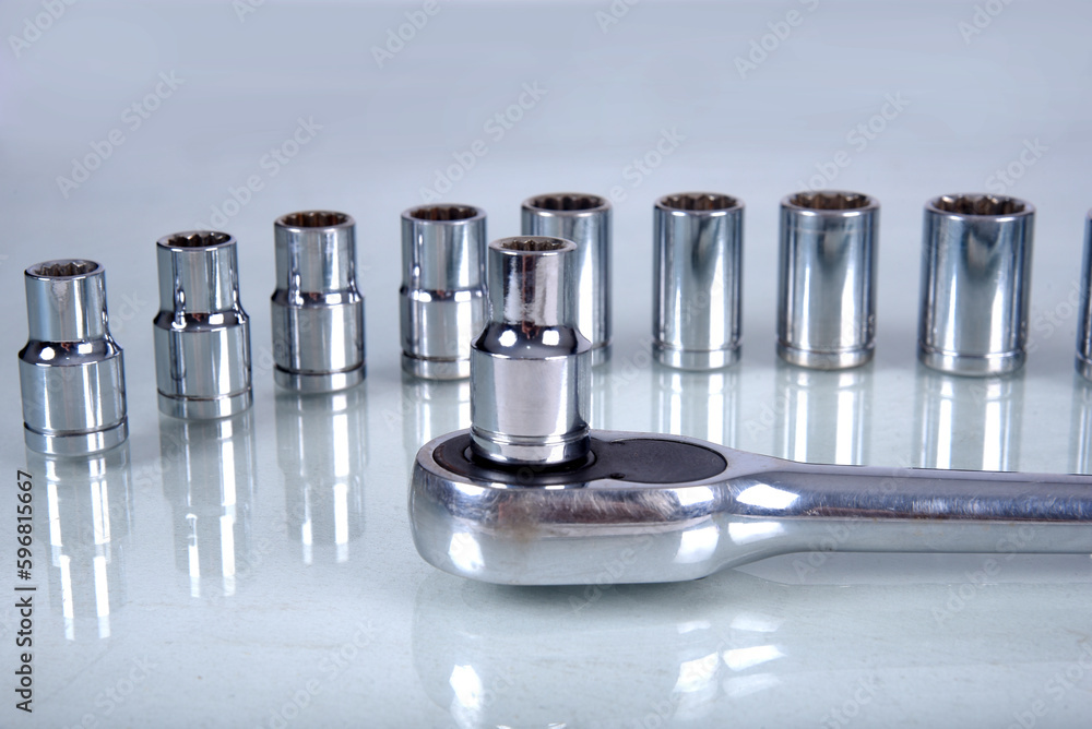 Set of torque wrenches or car repair. Professional tools. Torque wrench ...