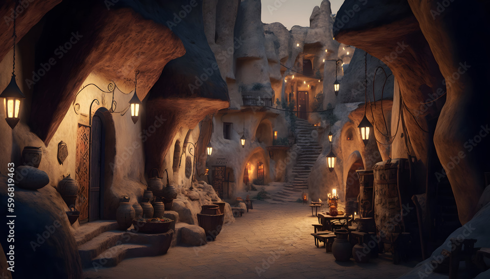 Derinkuyu underground city ancient cave in Cappadocia, Turkey ...