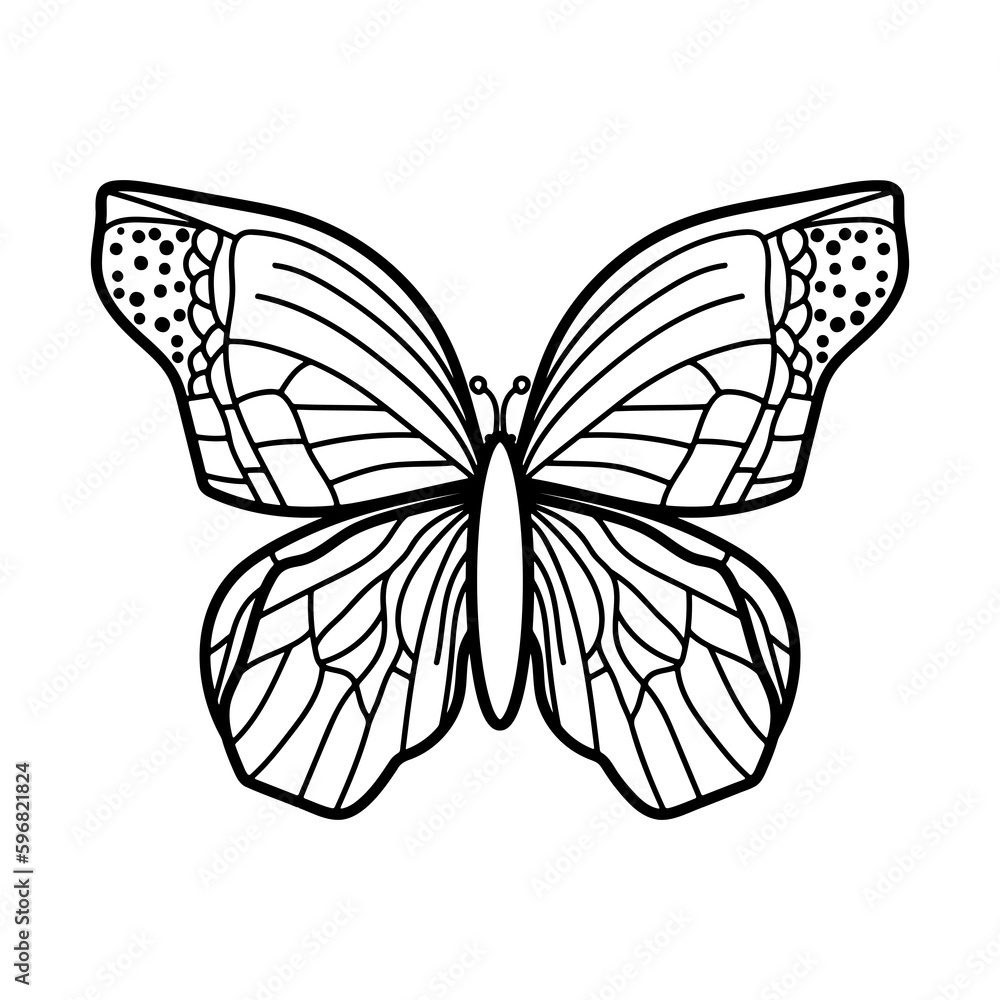 butterfly for coloring page isolated on white Stock Vector | Adobe Stock