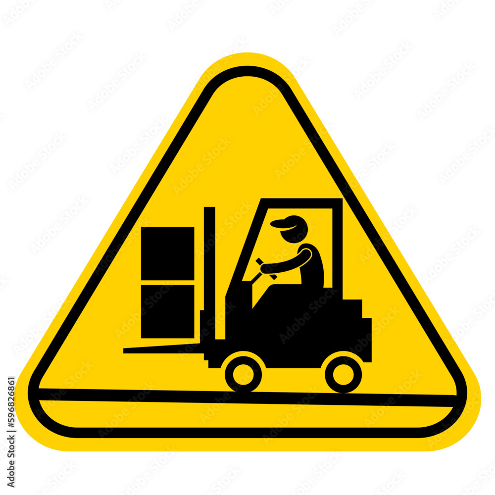 Sign for forklifts and other industrial vehicles. Yellow triangle ...