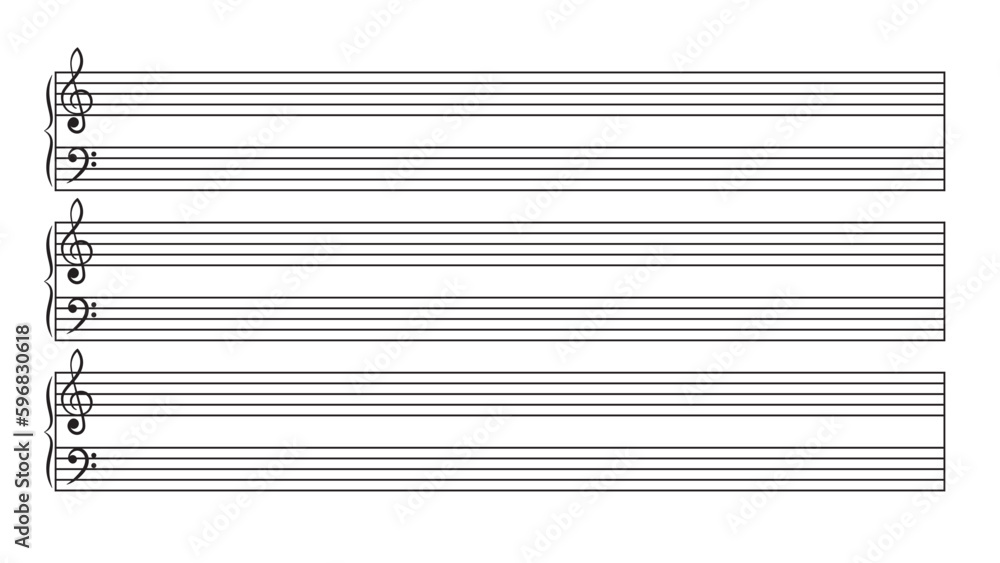 Music lines sheet with treble clef and bass clef Stock Vector | Adobe Stock