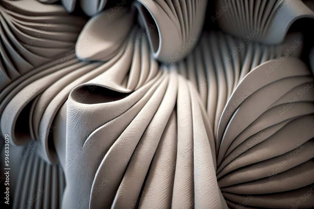 Abstract wrinkled and pleated fabric texture. Complex of rough fabric ...