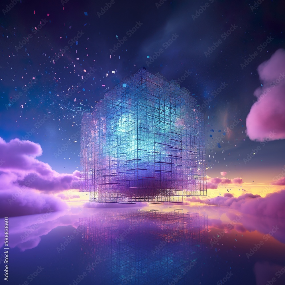 massive cloud computing data center, with virtual servers and storage ...