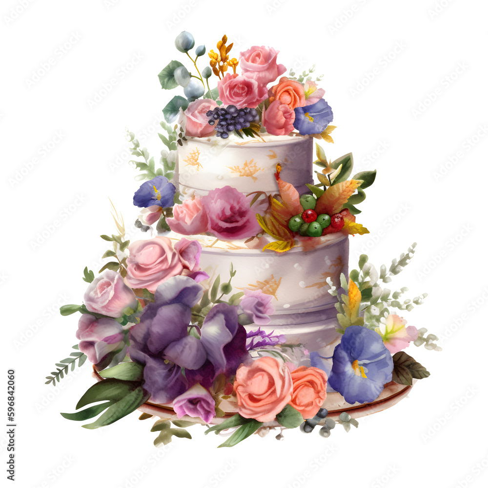 Watercolor Wedding Cakes Clipart, Cute love, Wedding Clipart, Wedding ...