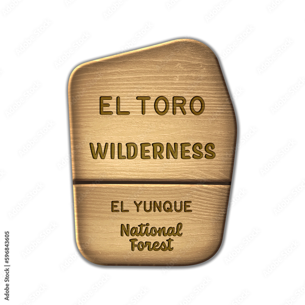 El Toro National Wilderness, El Yunque National Forest wood sign ...