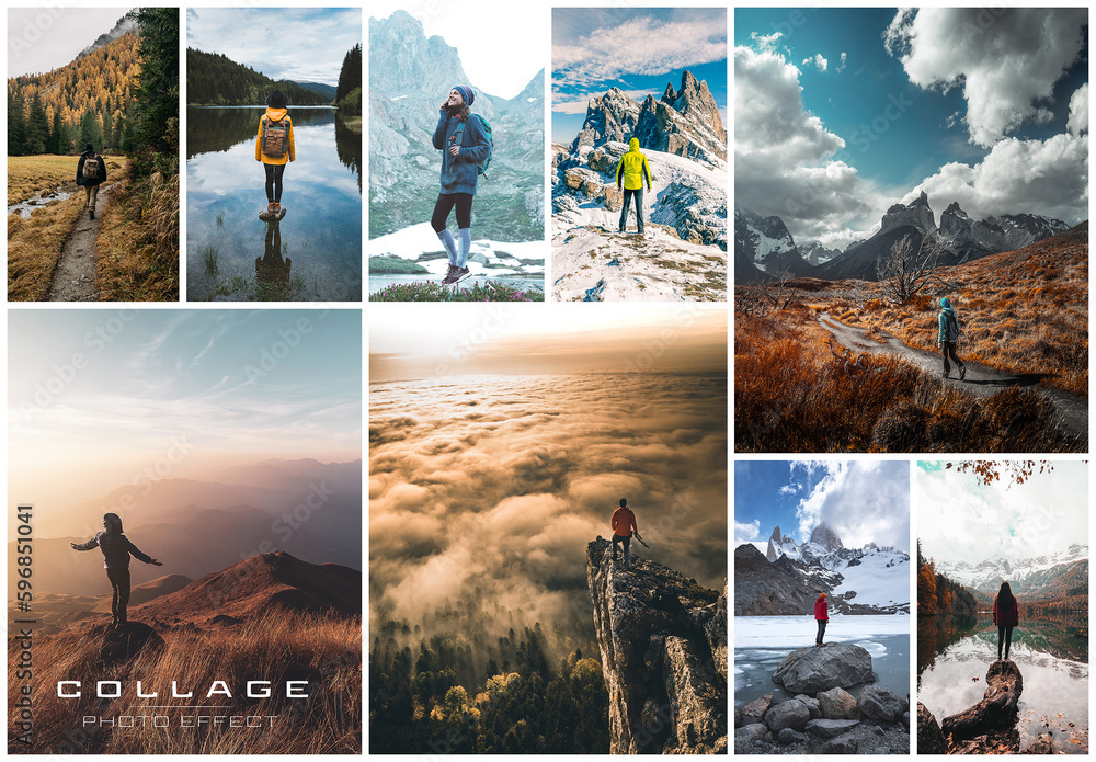Photo Collage Frame Grid Effect Mockup Stock Template | Adobe Stock