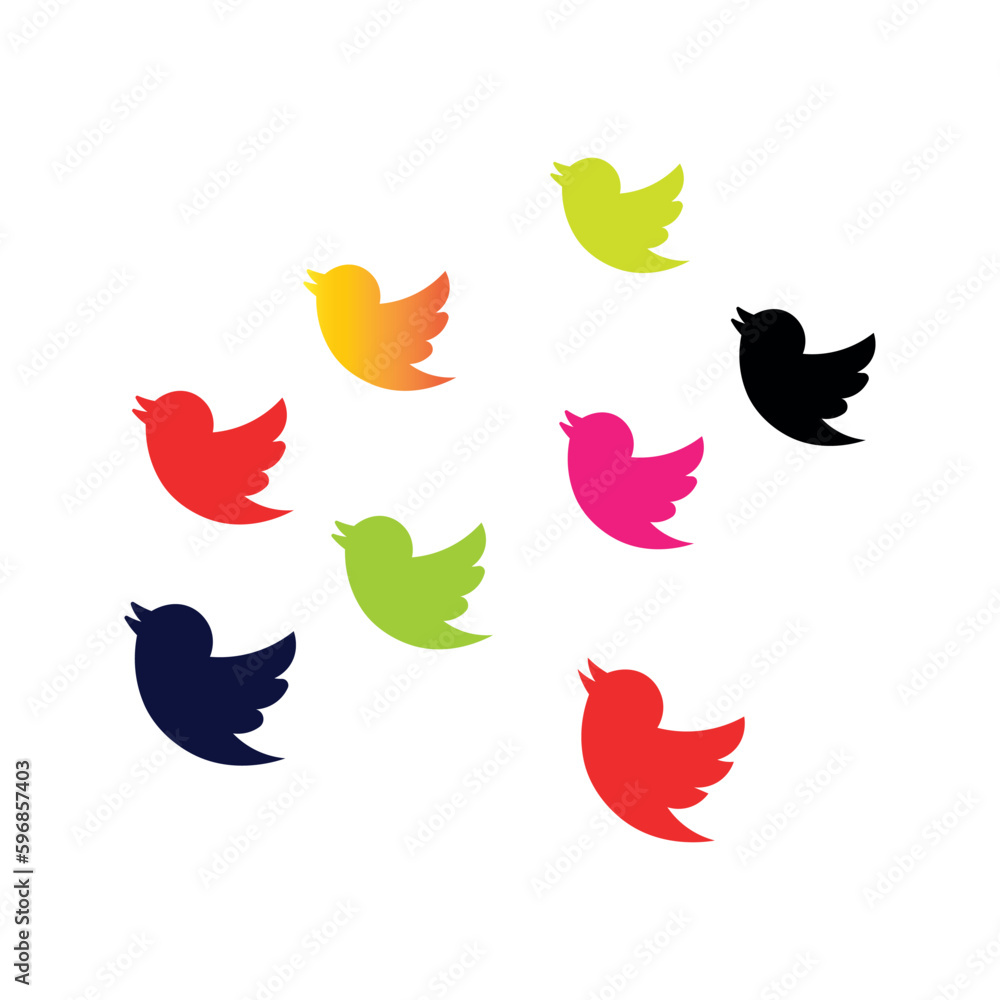 BIRDS LOGO SET,VECTOR TEMPLATE. birds logo vector, little bird ...