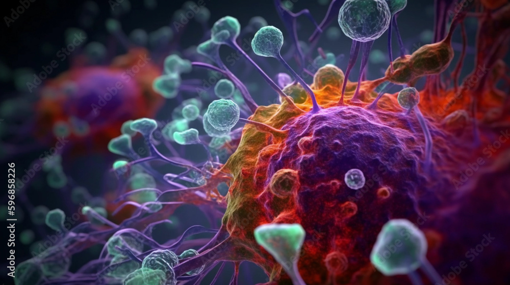 Beautiful 3d rendering of stem cell microscope. perfect background for ...