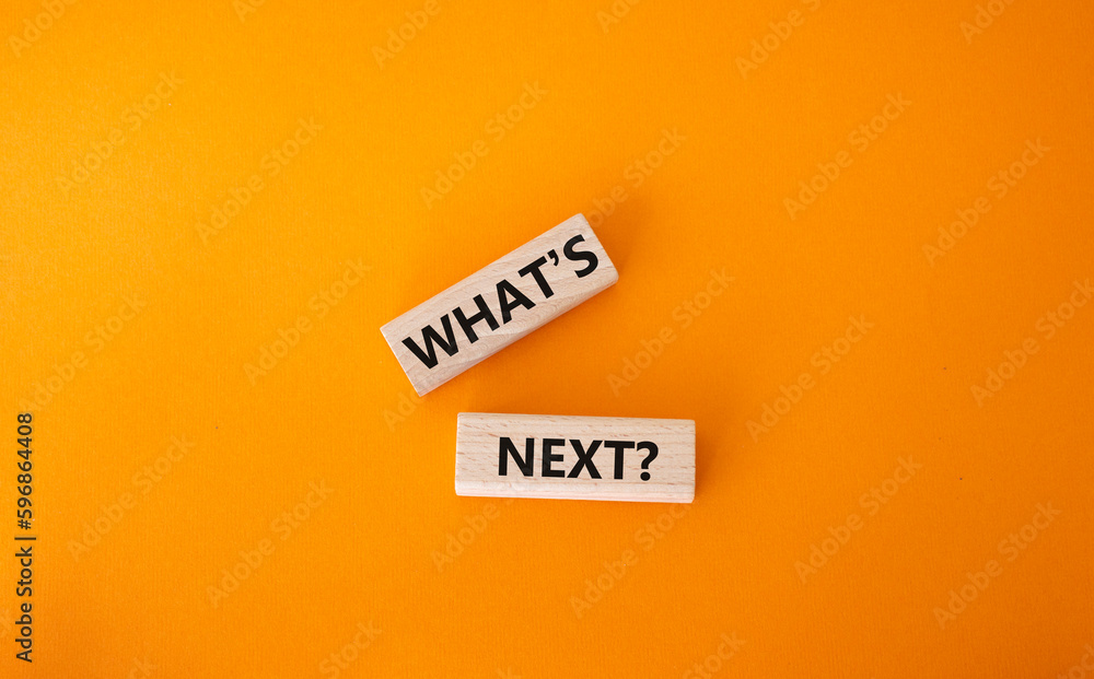 What is next symbol. Concept words What is next on wooden blocks ...