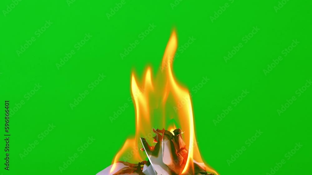 fire flame burning paper on green screen background Stock Video | Adobe ...