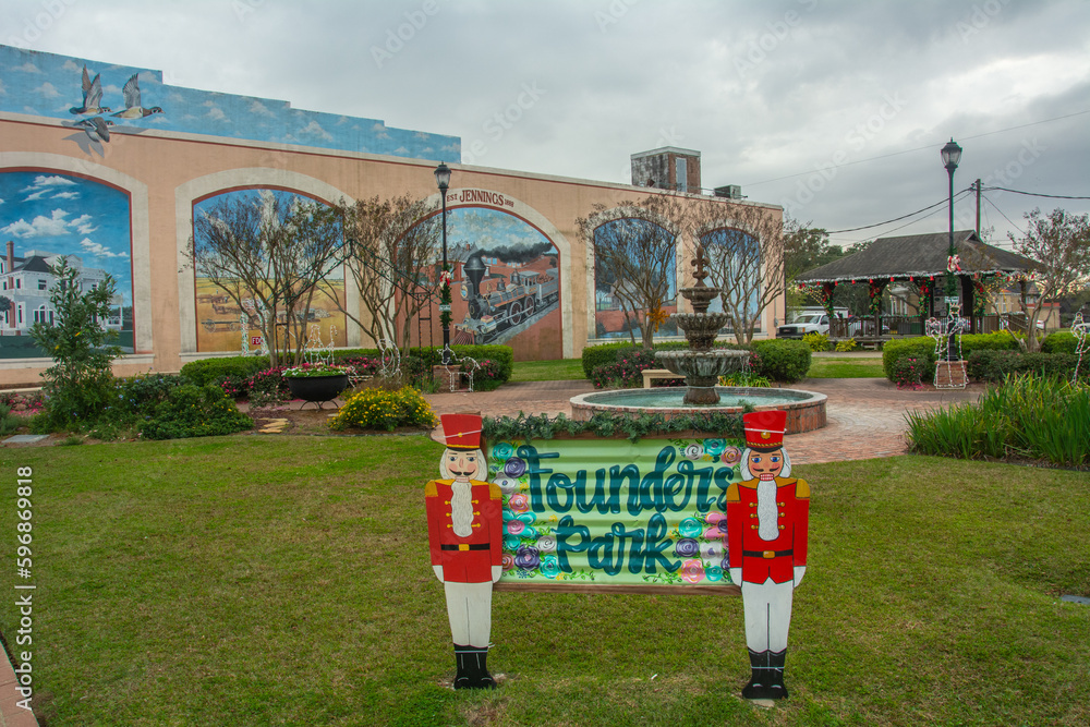Jennings, USA - December 7, 2022 - Founders Park located in the heart ...