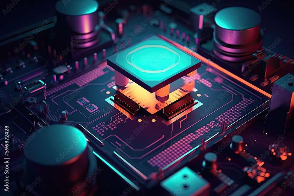 Central computer processors CPU concept. Motherboard digital chip ...