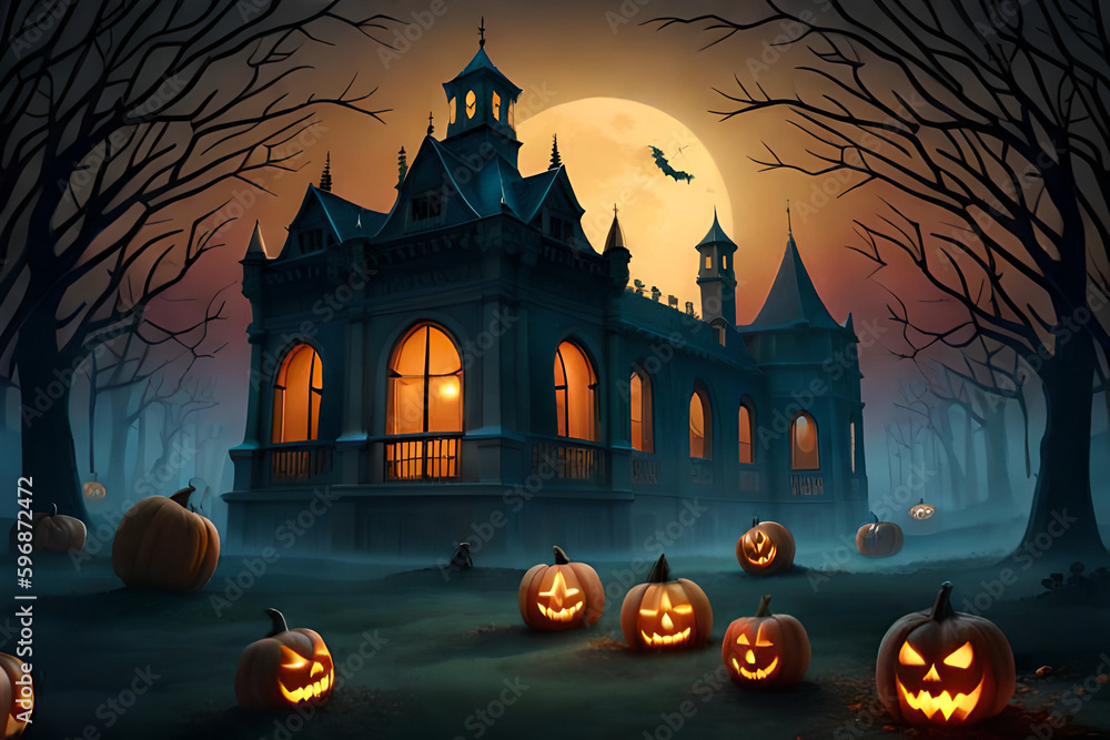 Ghosts and Ghouls Gather: A Halloween Party Border with a Haunted ...