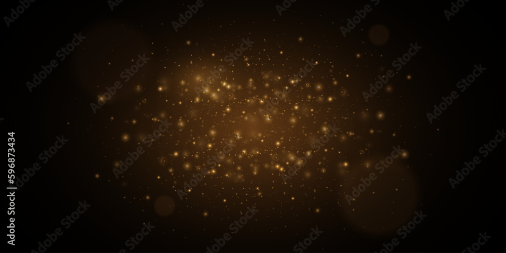 Shiny particle effect. Vector sparkles on a black background. Christmas ...