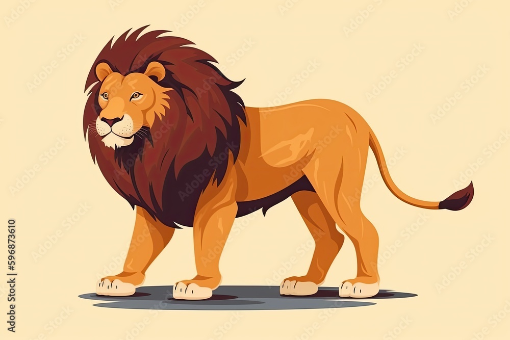 lion standing on one leg in a cartoon style. Generative AI Stock ...