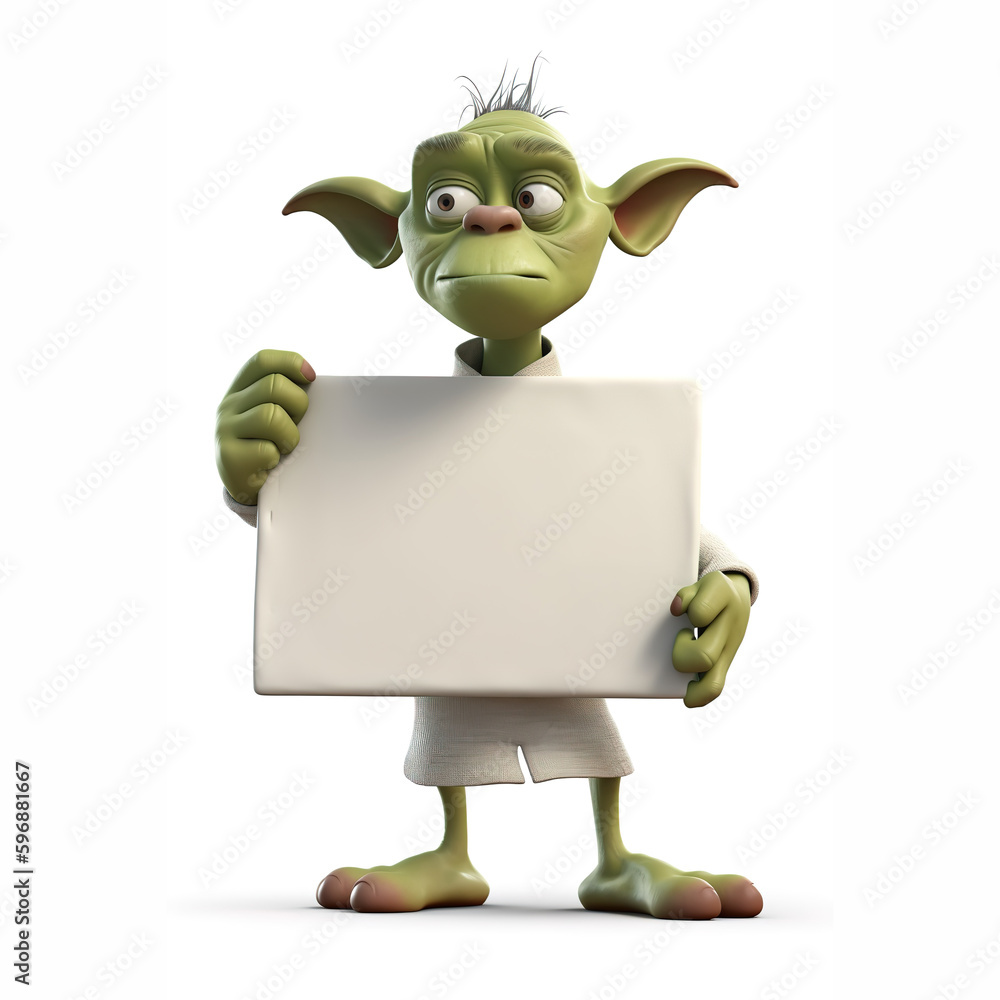 Goblin holding blank sign board, 3D Goblin, Generative AI illustrations ...