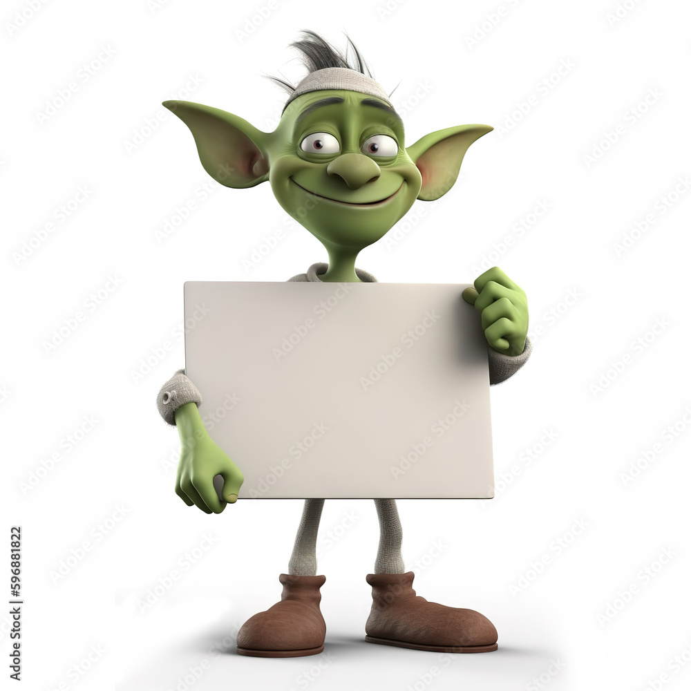 Goblin holding blank sign board, 3D Goblin, Generative AI illustrations ...