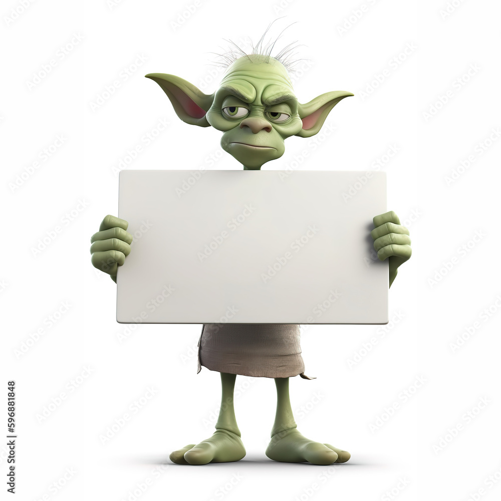 Goblin holding blank sign board, 3D Goblin, Generative AI illustrations ...