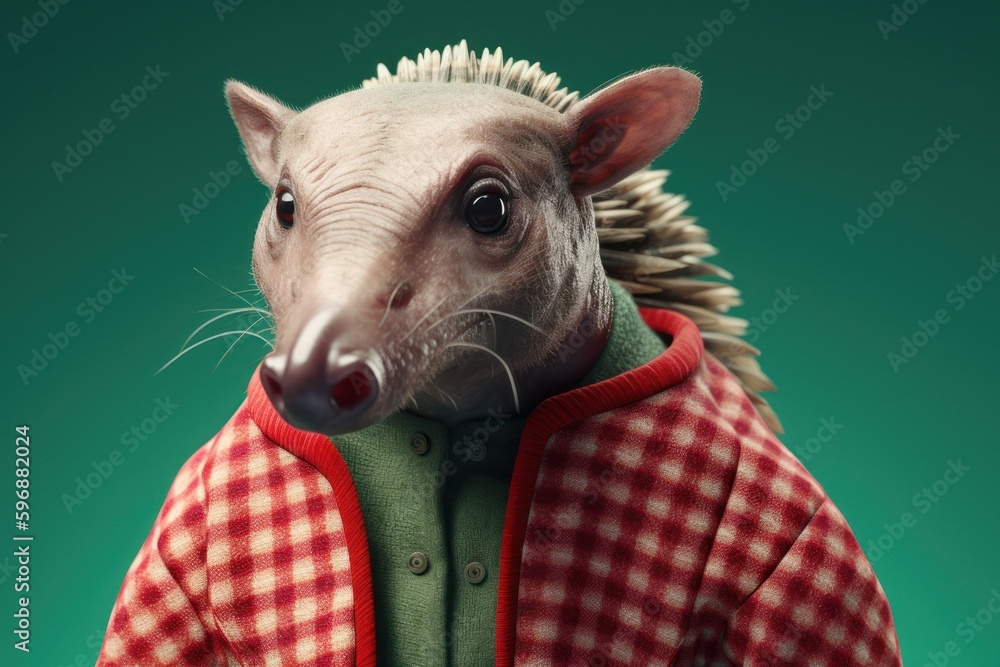 Anthropomorphic Armadillo dressed in human clothing. Humanized animal ...