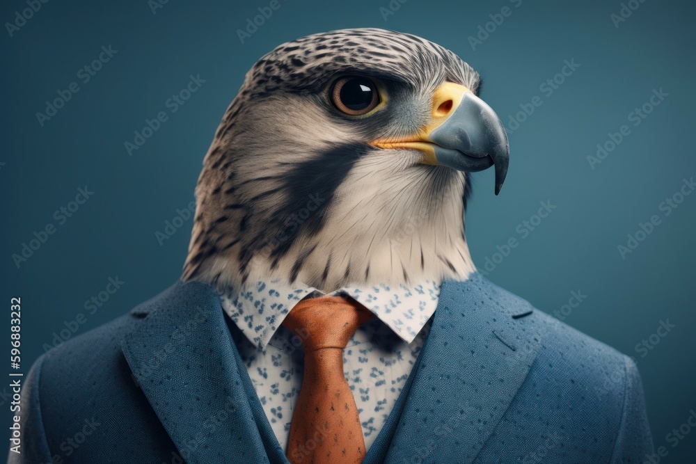 Anthropomorphic falcon dressed in a suit like a businessman. Business ...