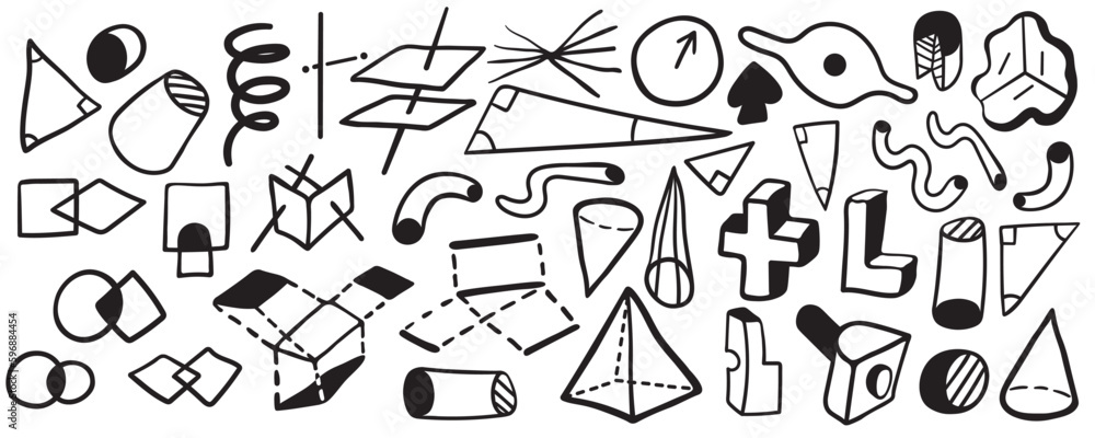 Vetor De Set Of Geometric Linear Illustrations In Vector Objects In