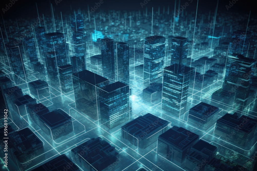 bustling metropolis with towering skyscrapers and advanced technology ...