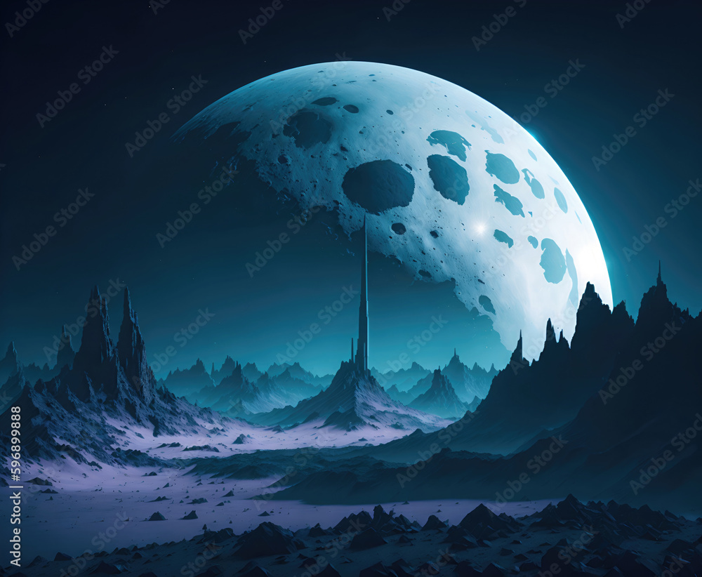 Stunning skyline with astrophotography moon, space background ...