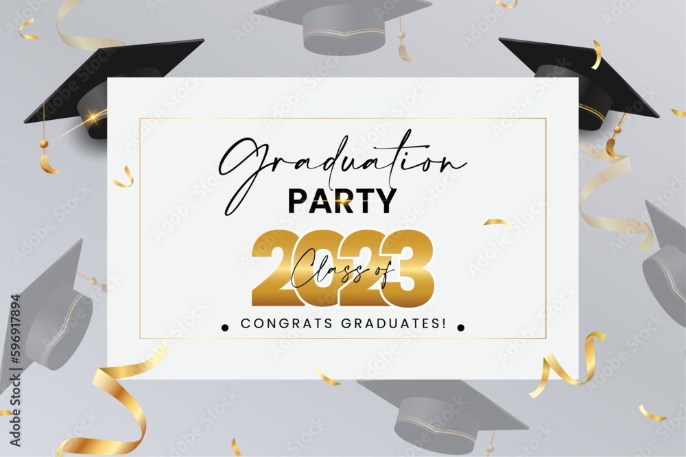 Graduation greeting vector template design. Congrats graduates text in ...