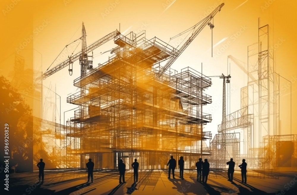 illustration of digital design of buildings with graphic design ...