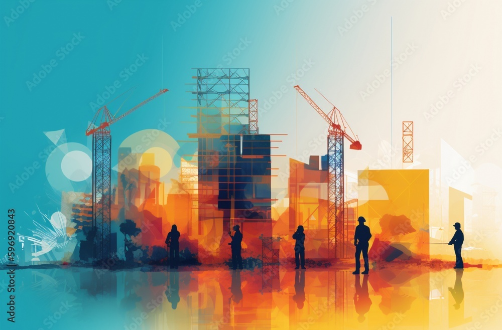 illustration of digital design of buildings with graphic design ...