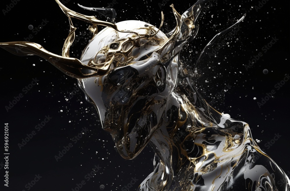 detailed Venom-style creature with opalescent marble skin, black and ...