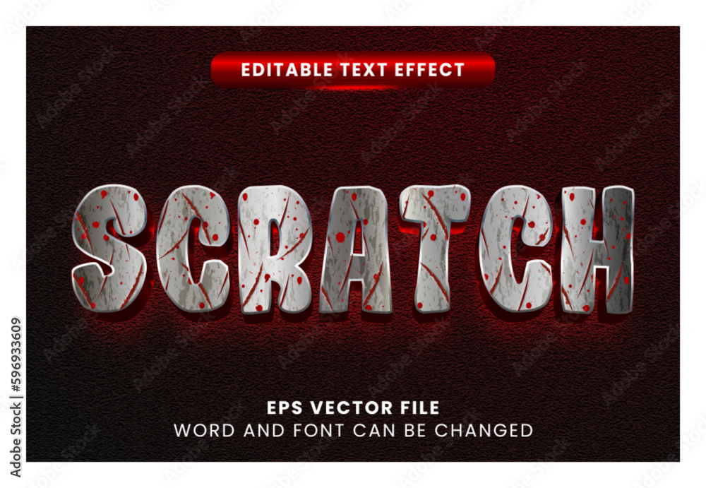 Scratch metal horror style vector text effect เวกเตอร์สต็อก | Adobe Stock