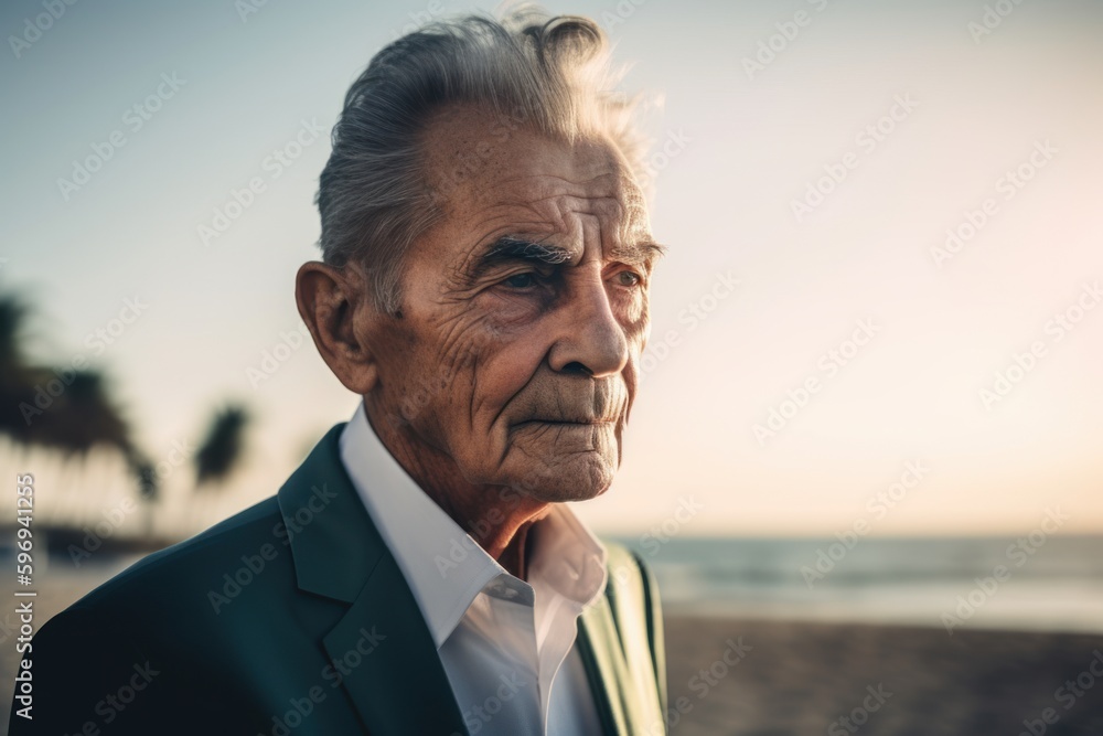 Medium shot portrait photography of a satisfied man in his 70s wearing ...