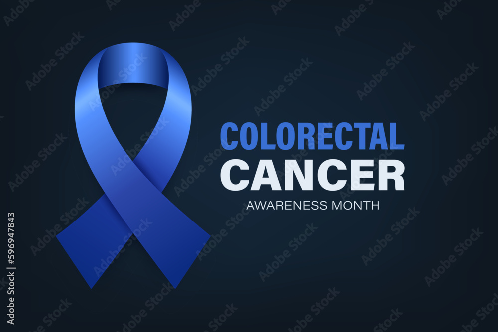 Colorectal Cancer Banner, Card, Placard with Vector 3d Realistic Dark ...