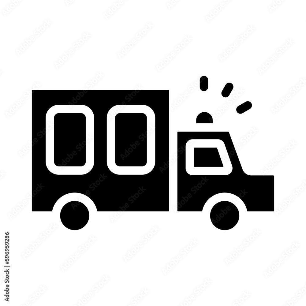 Prison Bus glyph icon for attorney, prison, jail, legal, transportation ...
